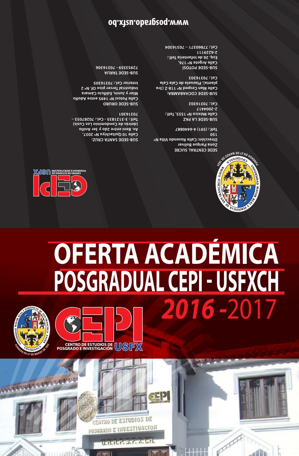 OFERTA ACADÉMICA POSGRADUAL by CEPI USFX - Issuu
