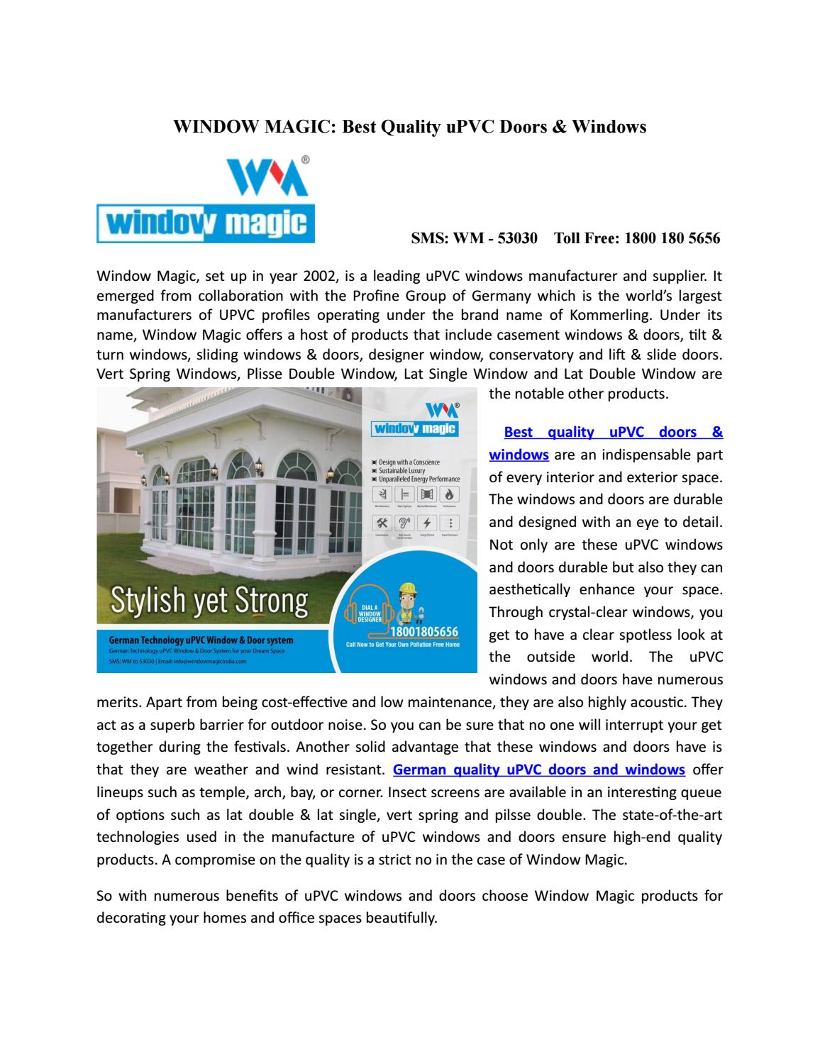 Window magic best quality upvc doors & windows by windowmagic - Issuu
