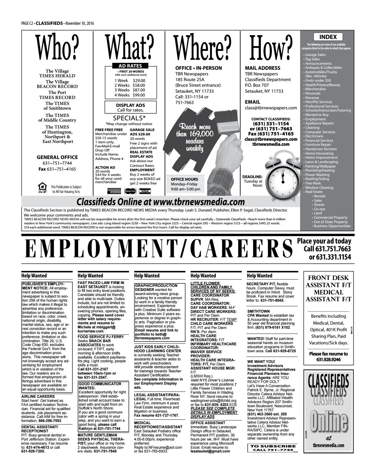 Employment/Careers - November 10, 2016 by TBR News Media - Issuu