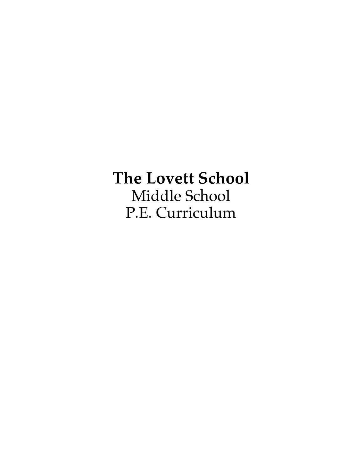 Middle School P.E. Curriculum by The Lovett School - Issuu