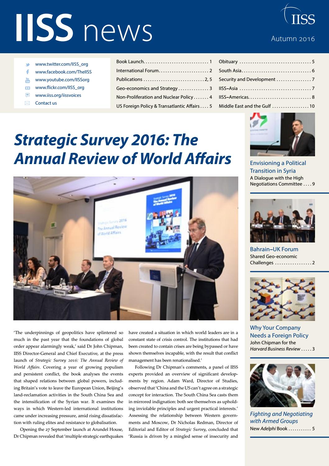 IISS Newsletter Autumn 2016 by International Institute for Strategic ...