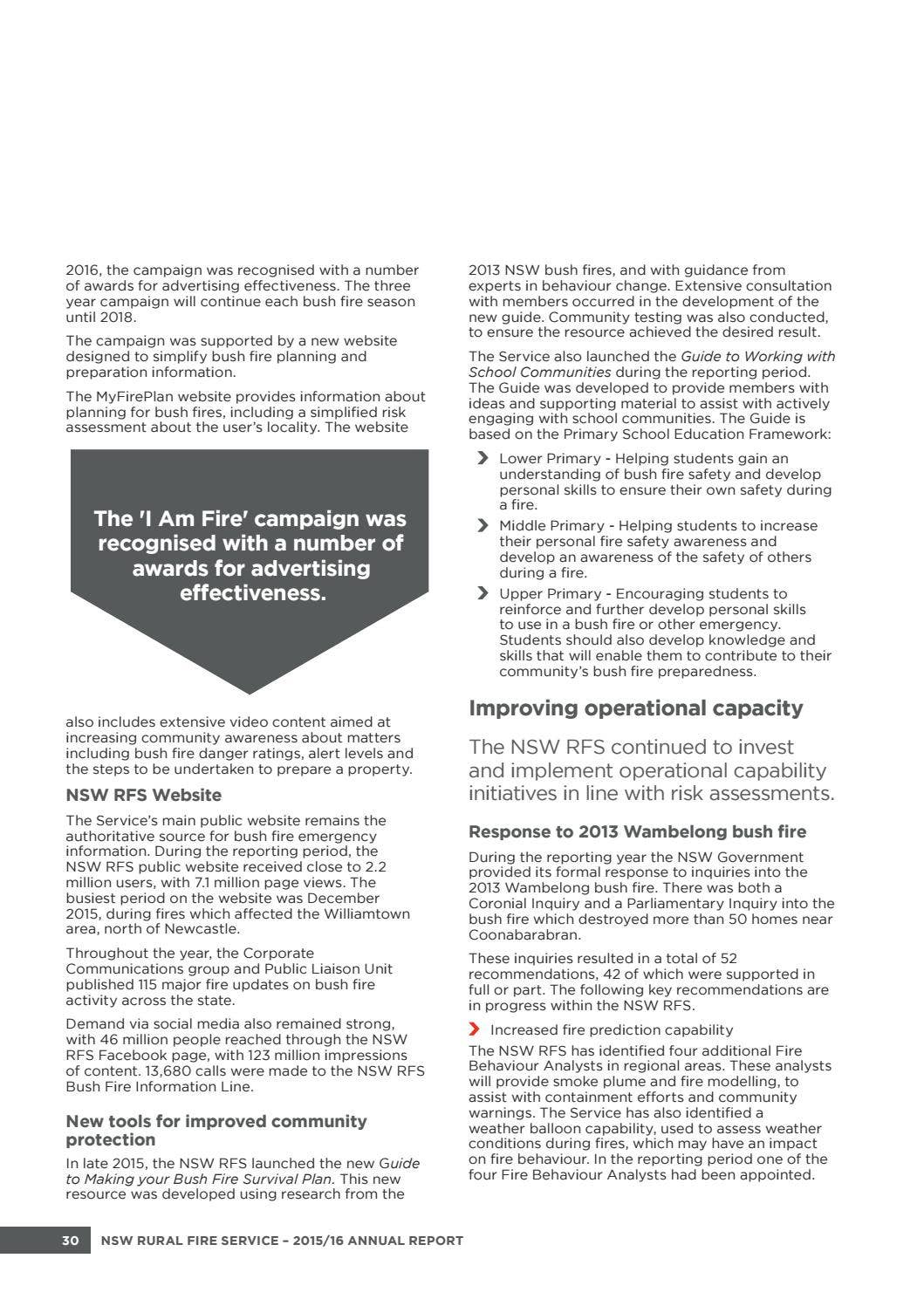 NSW Rural Fire Service Annual Report 2015/16 by NSW Rural Fire Service ...