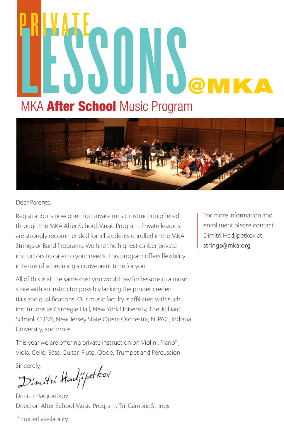 2015 2016 afterschool music program rev1 by Montclair Kimberley Academy ...