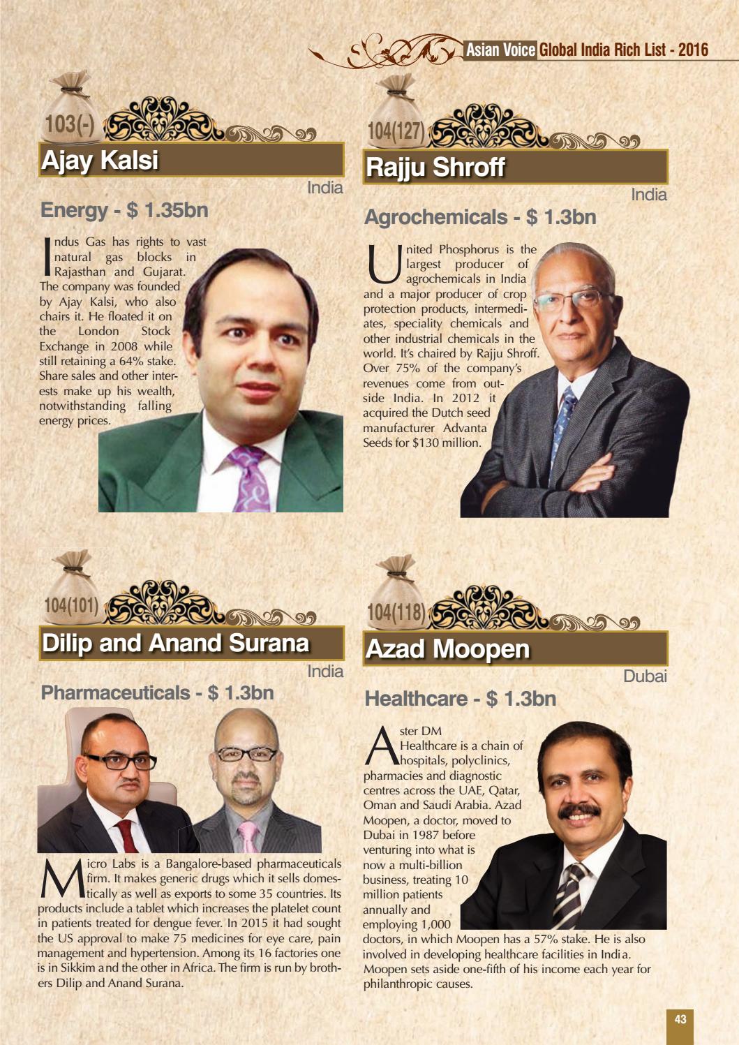 Global India Rich list 2016 by Asian Business Publications Ltd - Issuu
