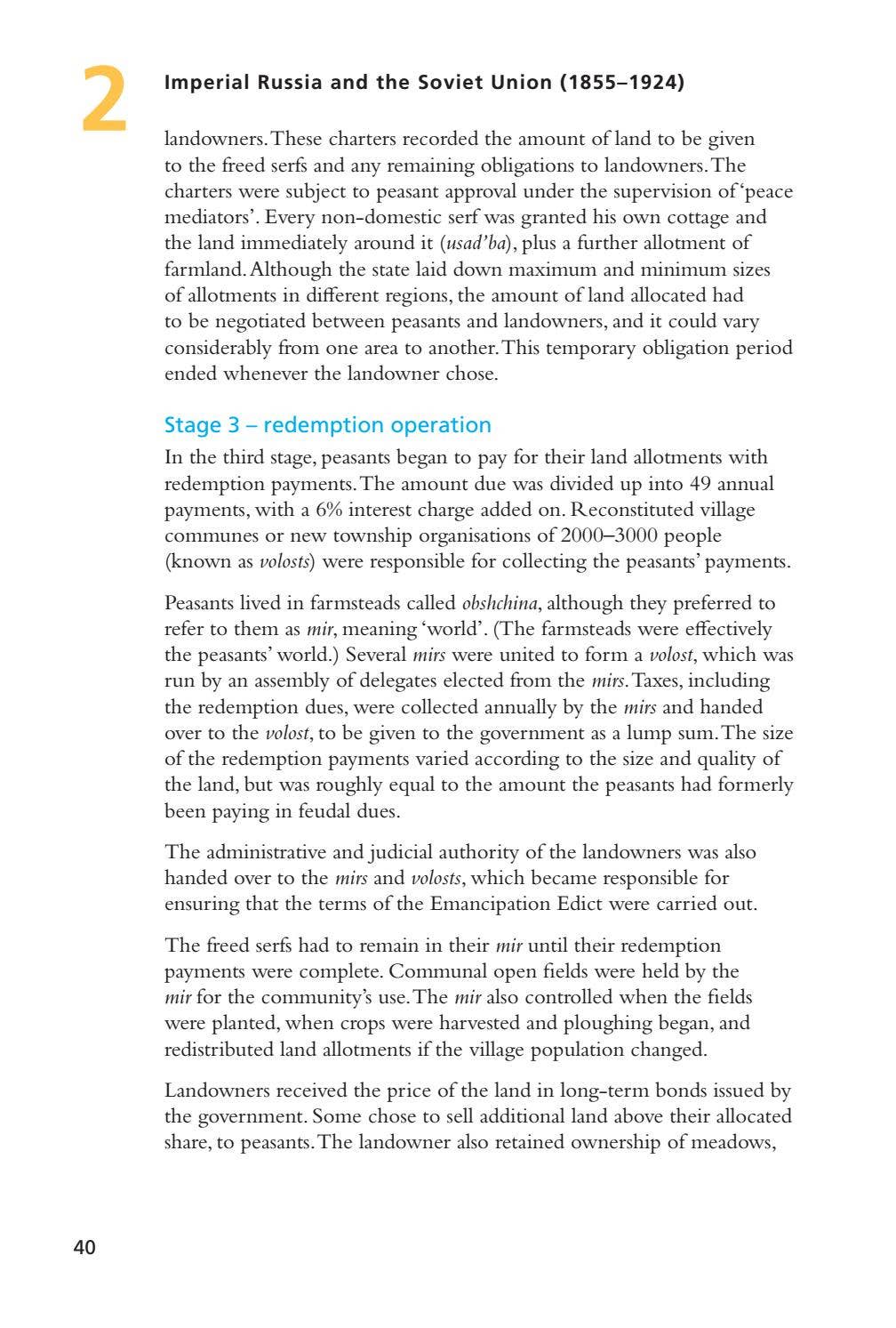 Preview History for the IB Diploma Paper 3 Imperial Russia and the ...