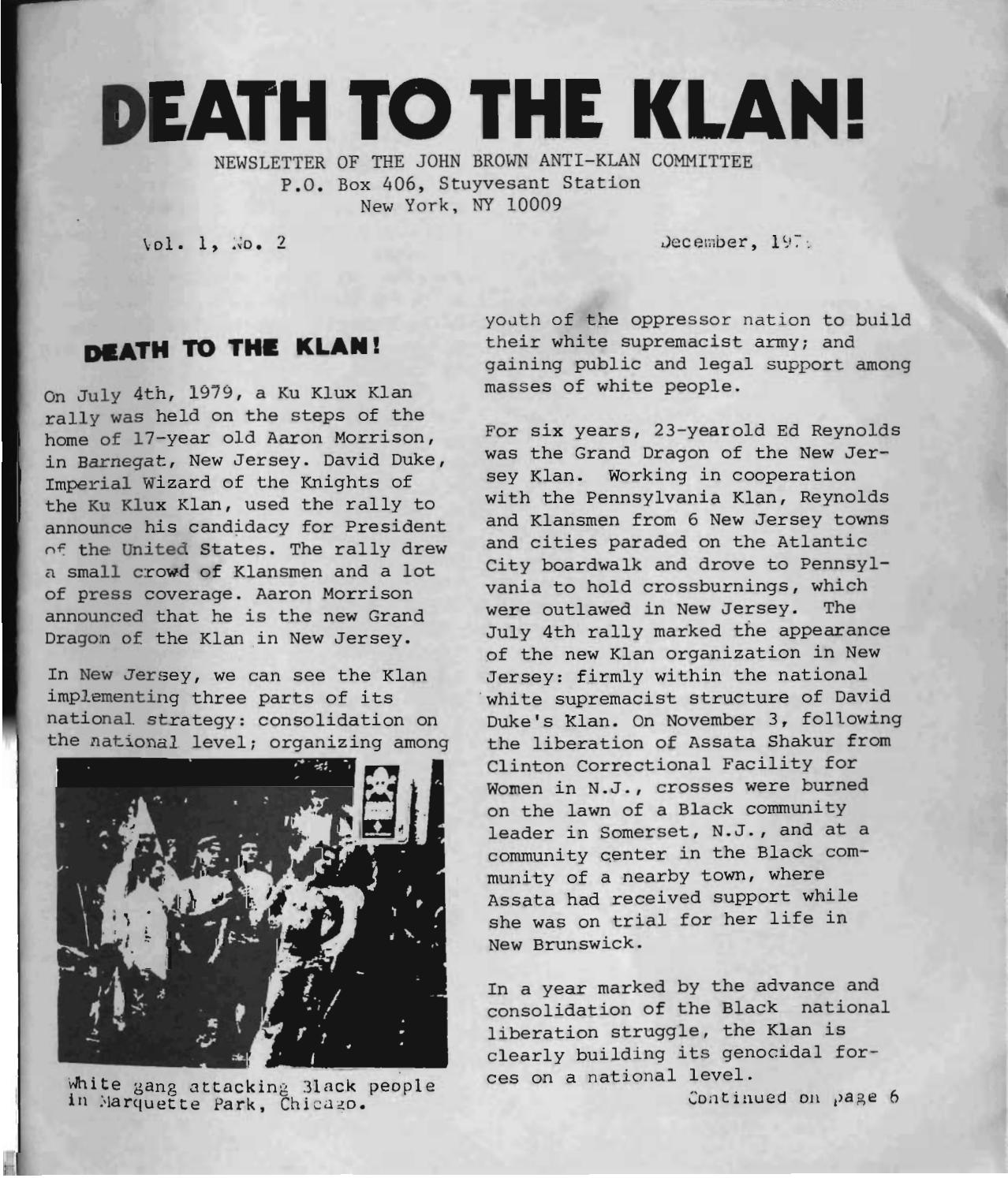 Death To The Klan, December 1979 by Arm The Spirit - Issuu