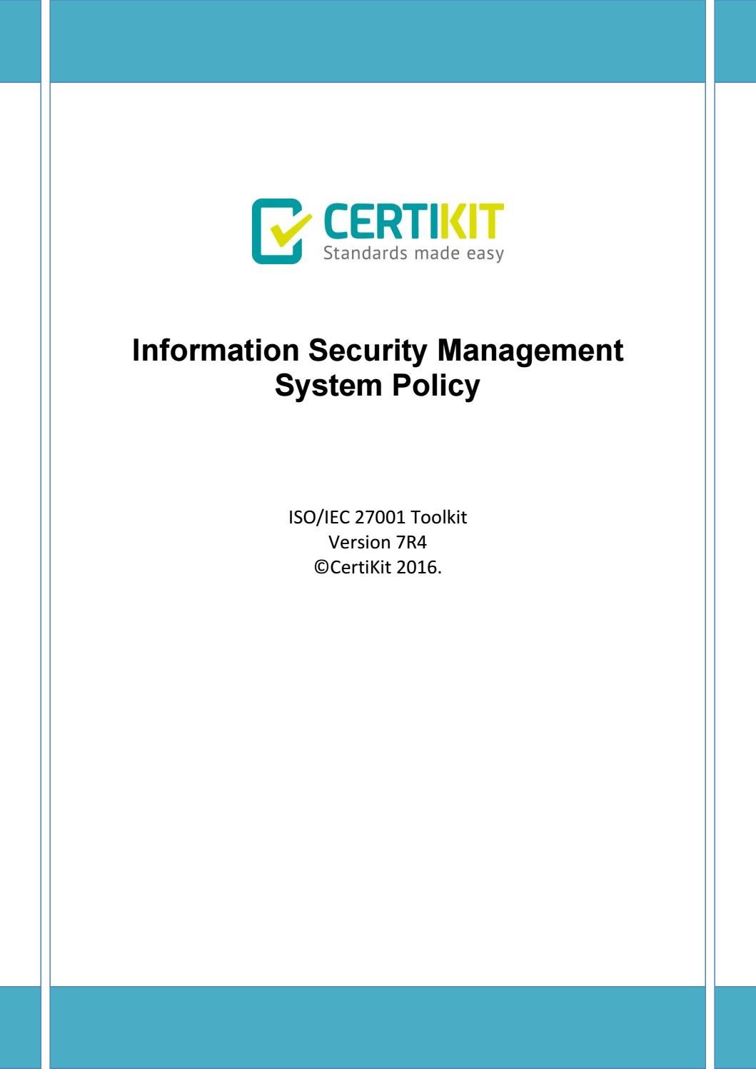 Isms Doc 05 1 Information Security Management System Policy By CertiKit
