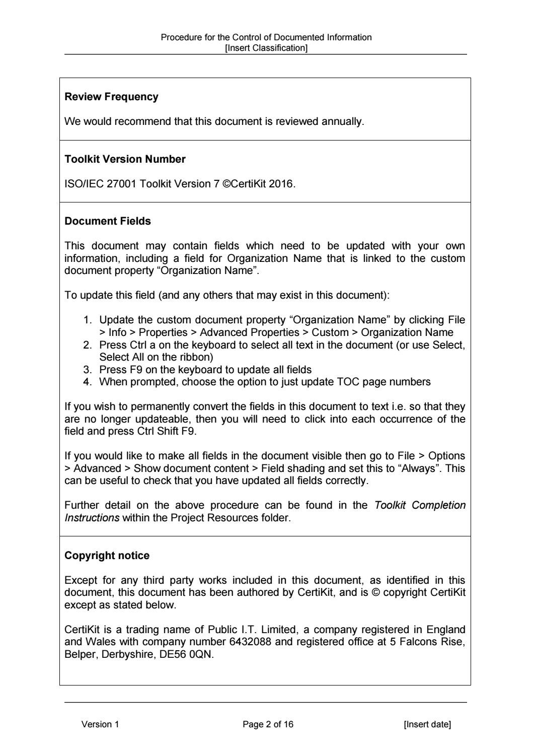 Isms doc 07 3 procedure for the control of documented information by ...