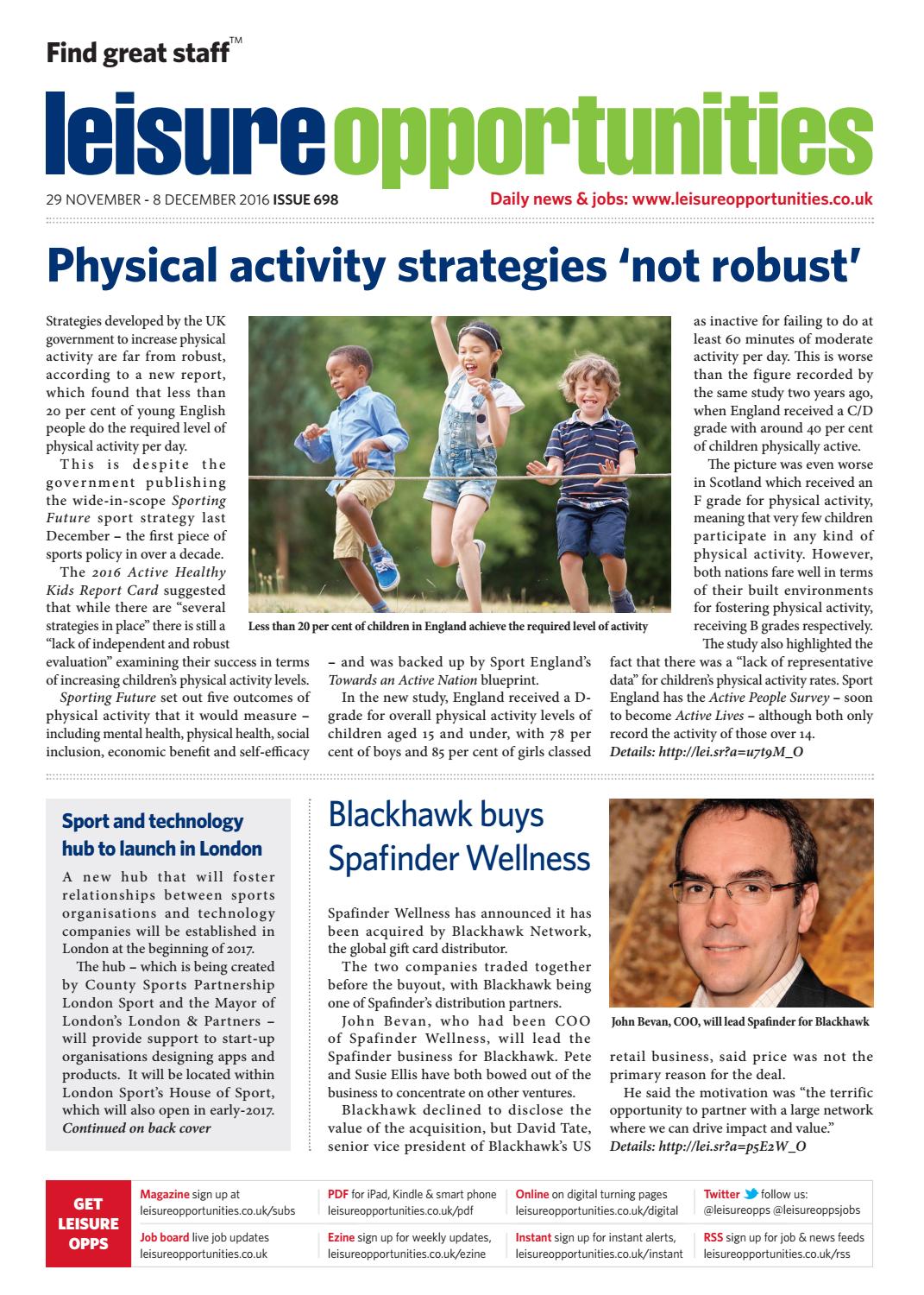Leisure Opportunities 29th November 2016 Issue 698 by Leisure Media - Issuu