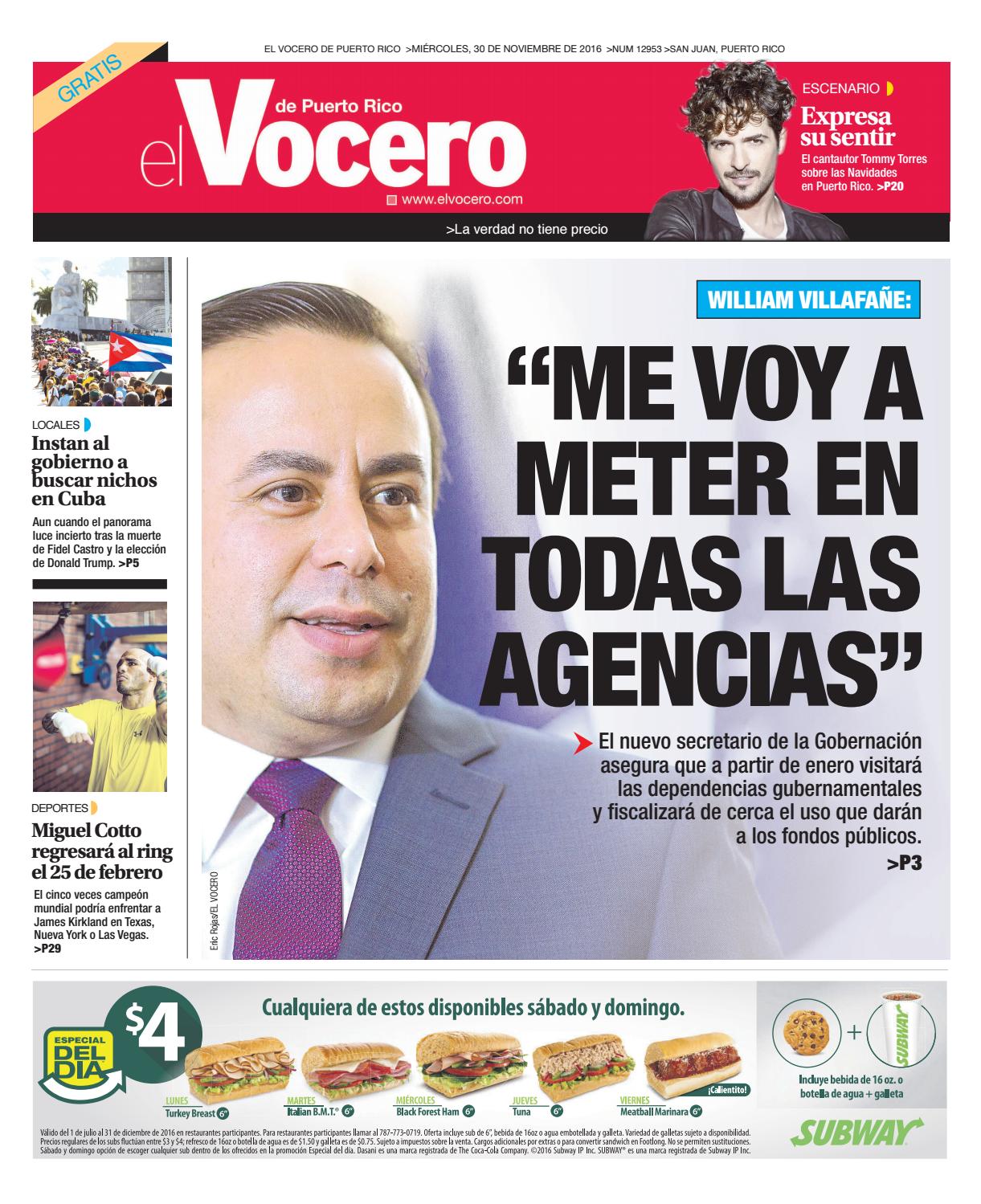 Edición 30 de Noviembre 2016 by El Vocero de Puerto Rico - Issuu