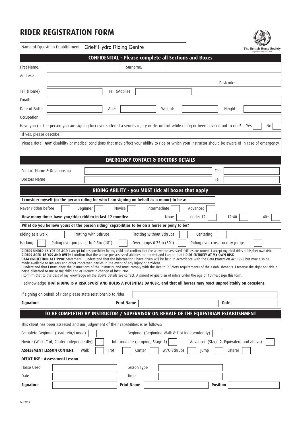 Rider Registration Form by Crieff Hydro - Issuu
