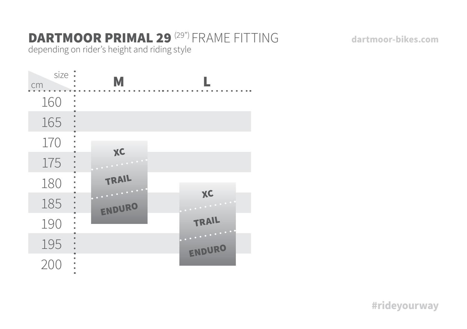Dartmoor Primal 29 Frame Size Fitting Chart 2017 by Dartmoor-Bikes - Issuu