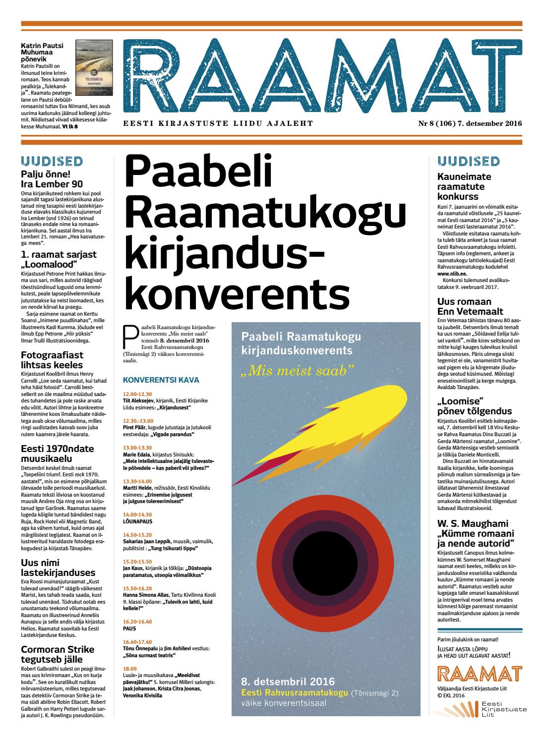 Ajaleht Raamat nr 106 (detsember 2016) by Kaidi Urmet - Issuu