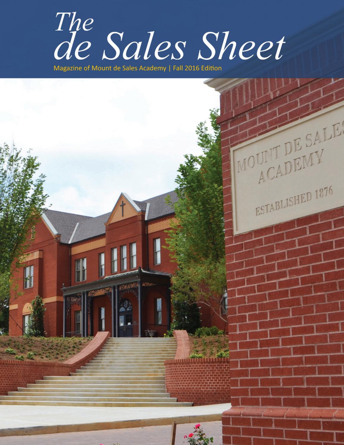 de Sales Sheet Magazine - Fall 2016 by Mount de Sales Academy - Issuu