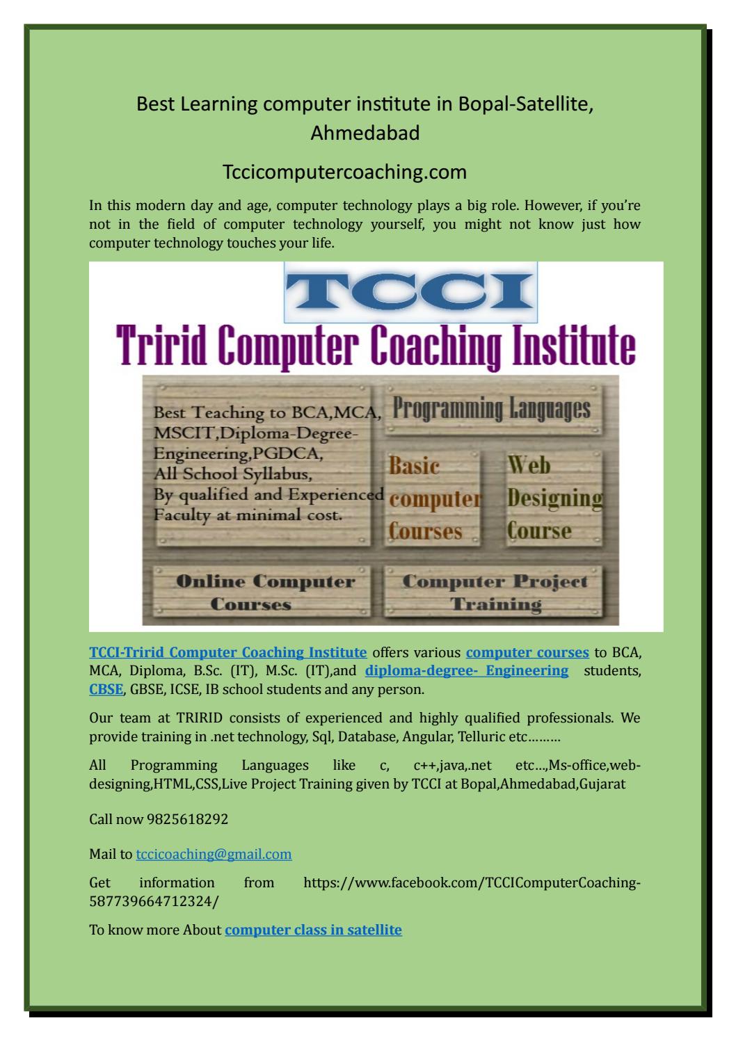 Best learning computer institute in bopal satellite, ahmedabad by ...