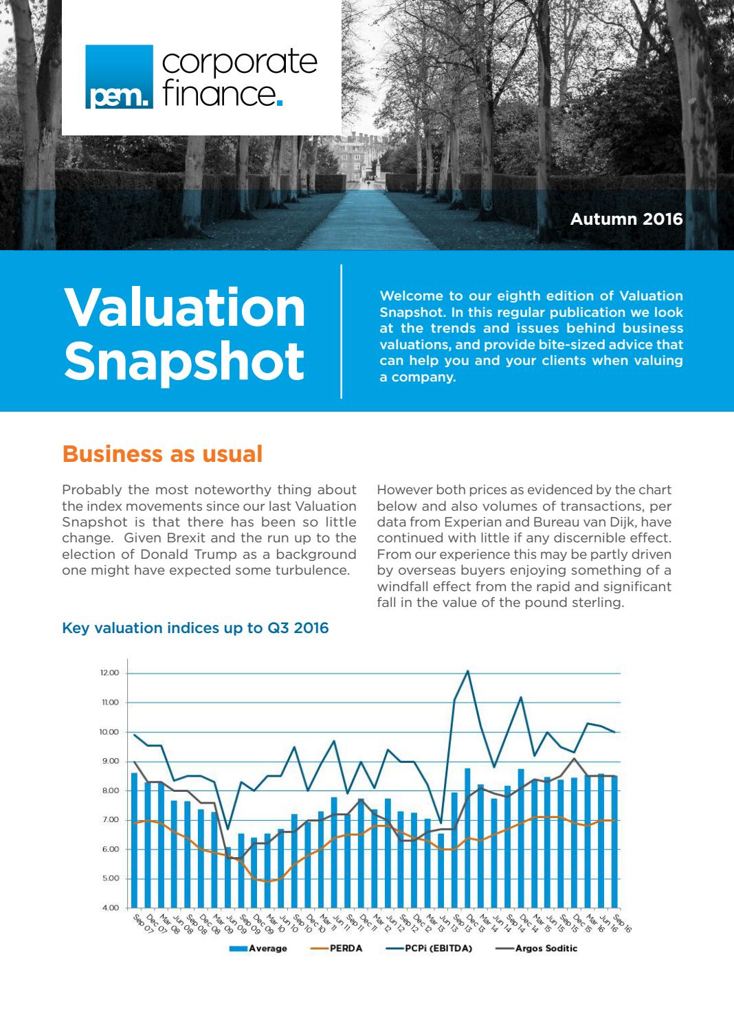 Valuation Snapshot - Autumn 2016 by PEM Corporate Finance - Issuu