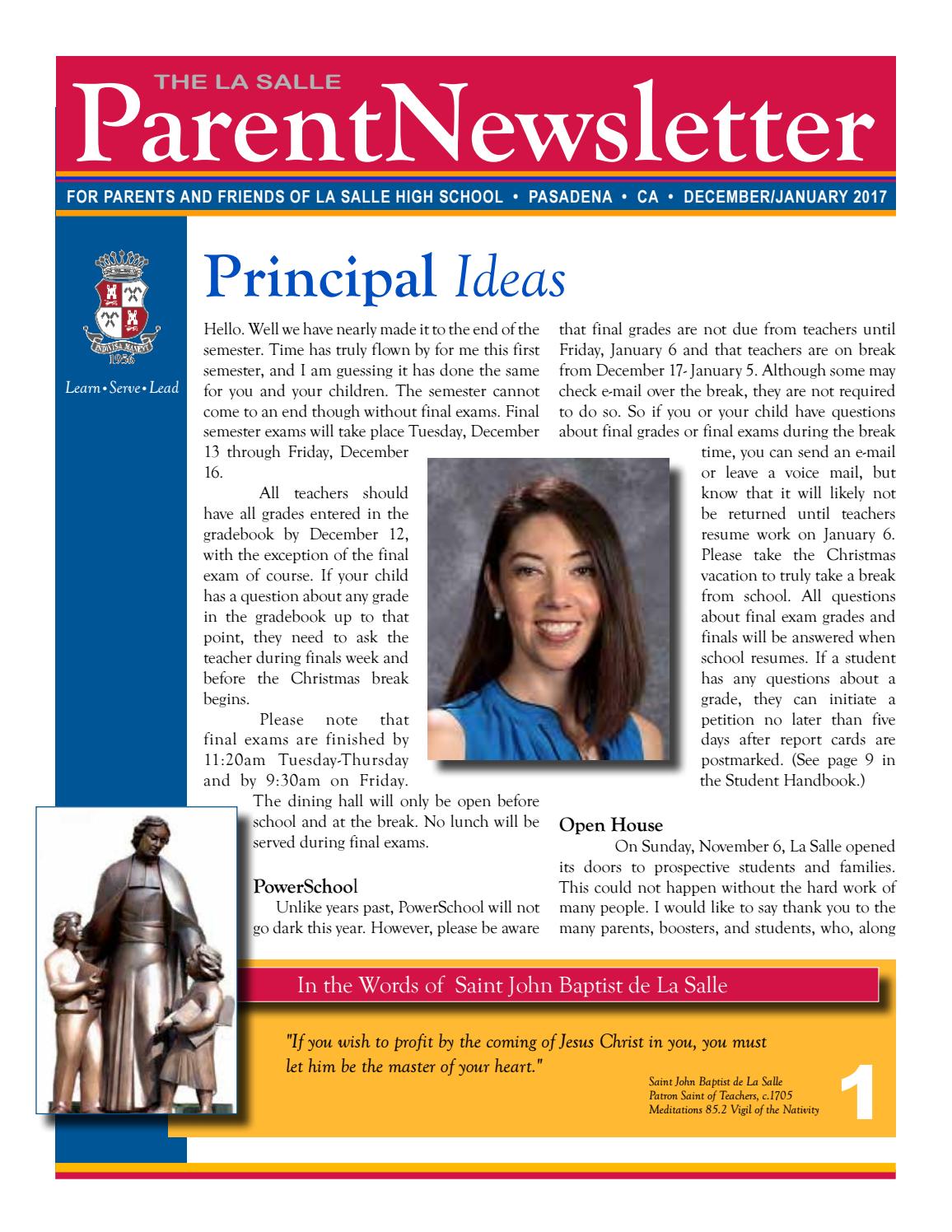 December 2016 and January 2017 Parent Newsletter by La Salle College ...