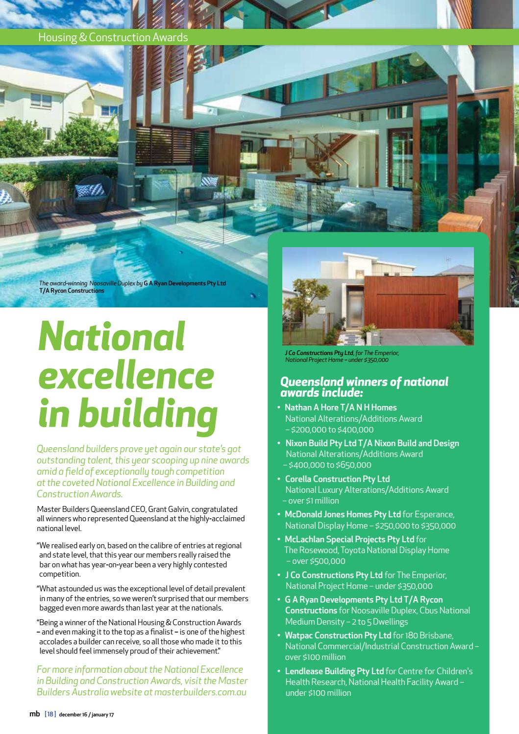 Master Builder magazine - December/January 2017 by Master Builders ...