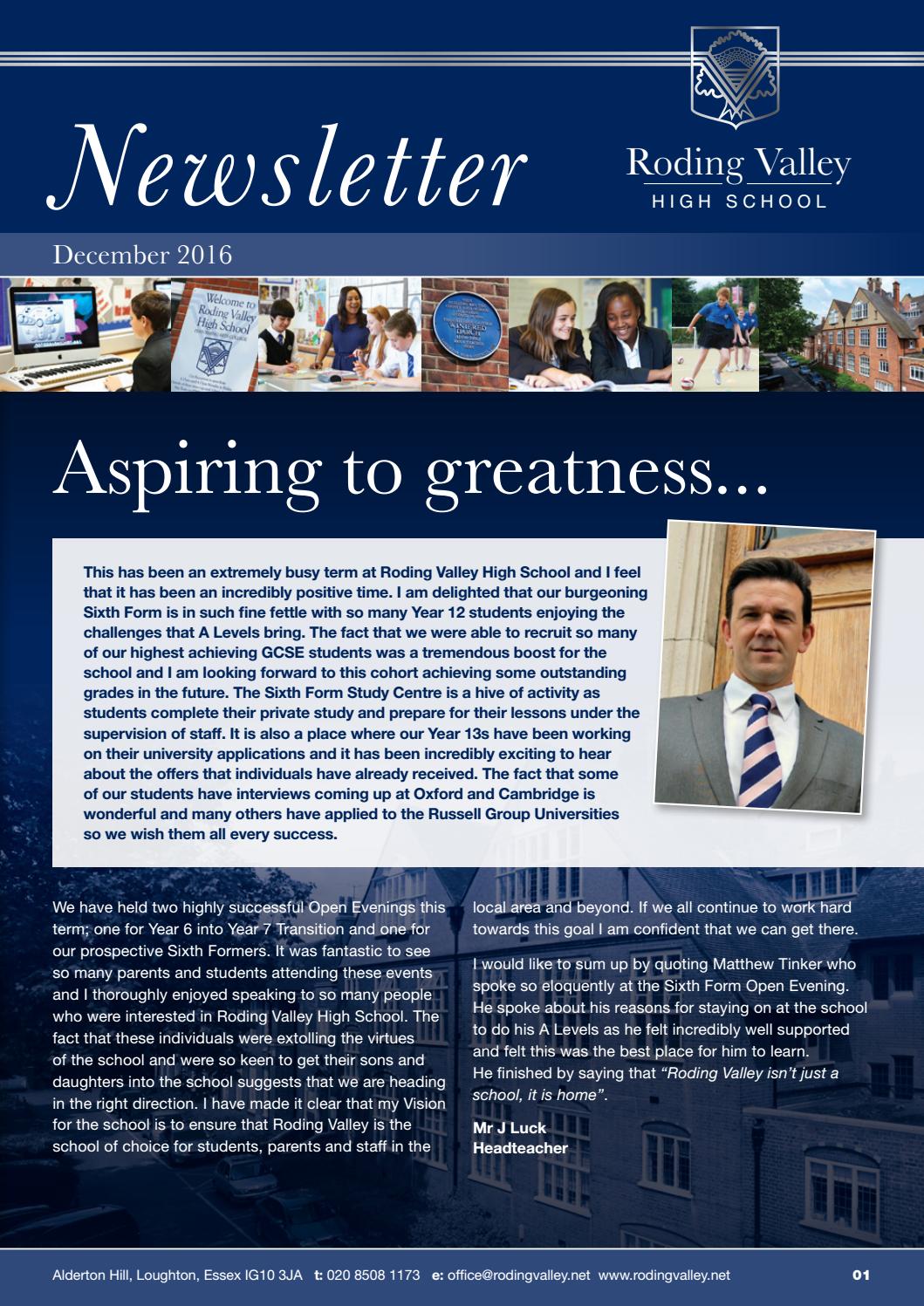 Roding Valley High School newsletter December 2016 by Roding Valley ...