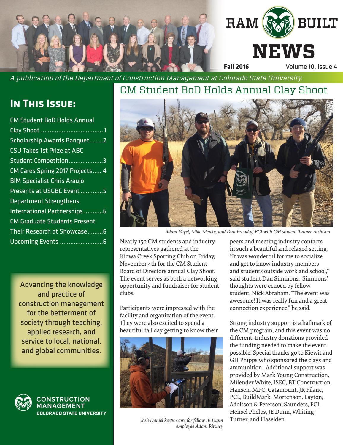 Construction Management Ram Built News - Fall 2016 Highlights by CSU ...