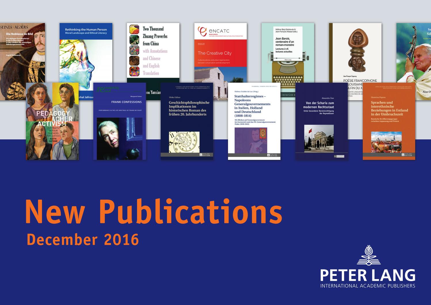 New Publications Catalogue December 2016 by Peter Lang Publishing Group ...