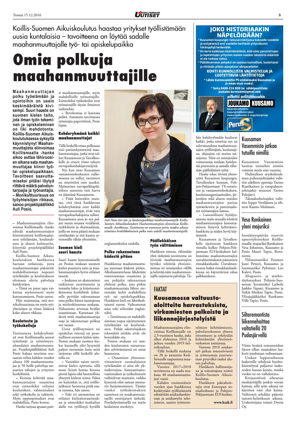 Koillismaan uutiset 50 2016 by Koillismaan Uutiset Oy - Issuu