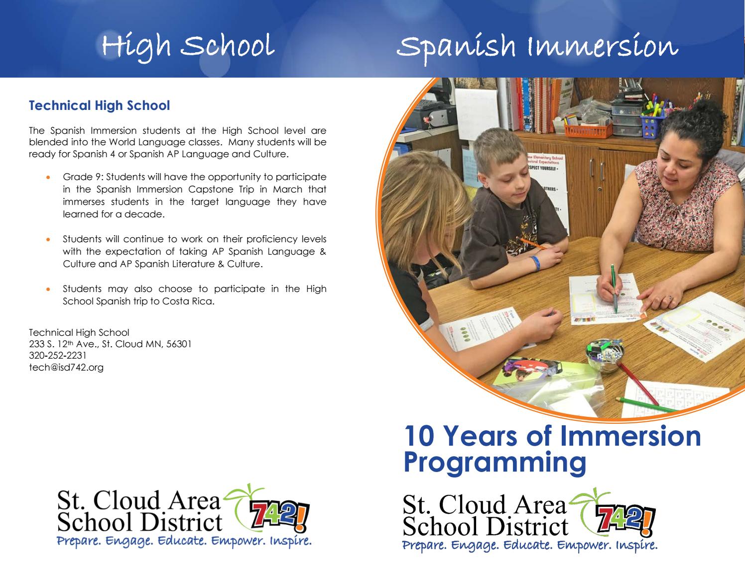 Spanish Immersion Brochure by St. Cloud Area School District 742 - Issuu