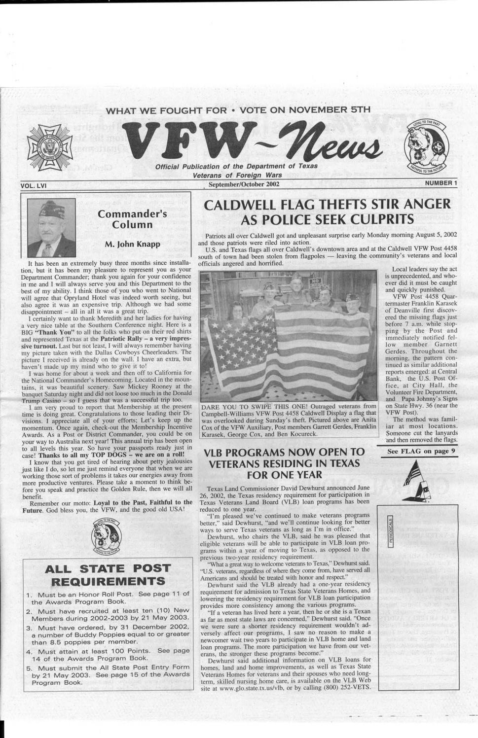Texas VFW News | 2002 September-October by Texas VFW - Issuu