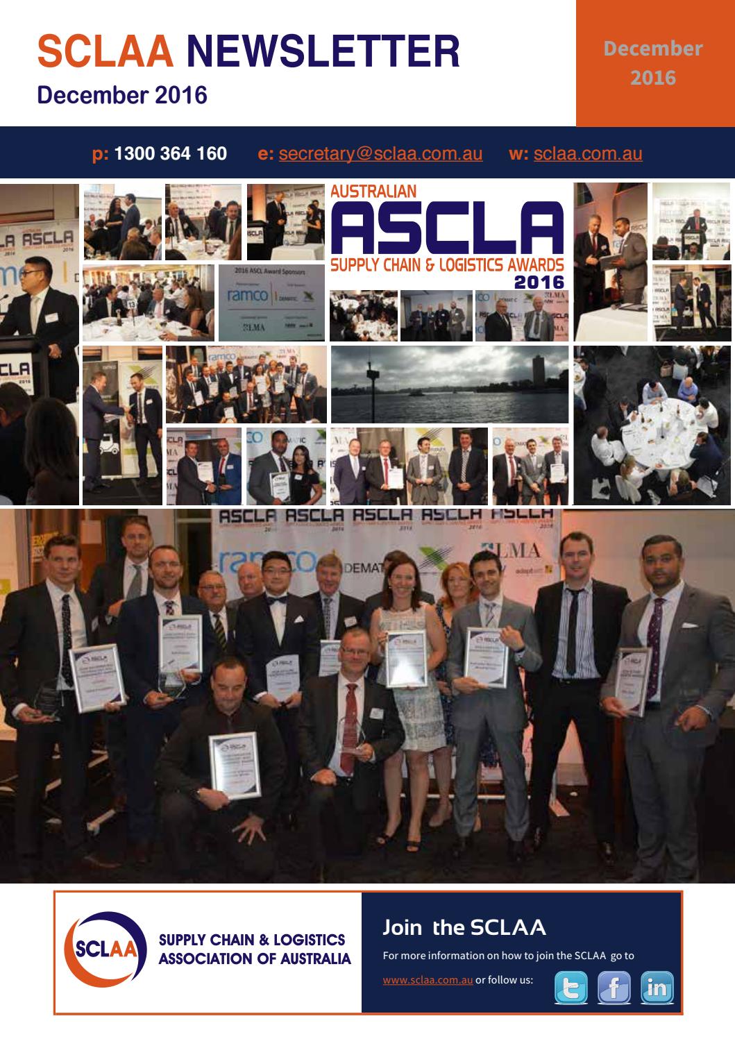 SCLAA December Newsletter 2016 by Supply Chain & Logistics Association ...