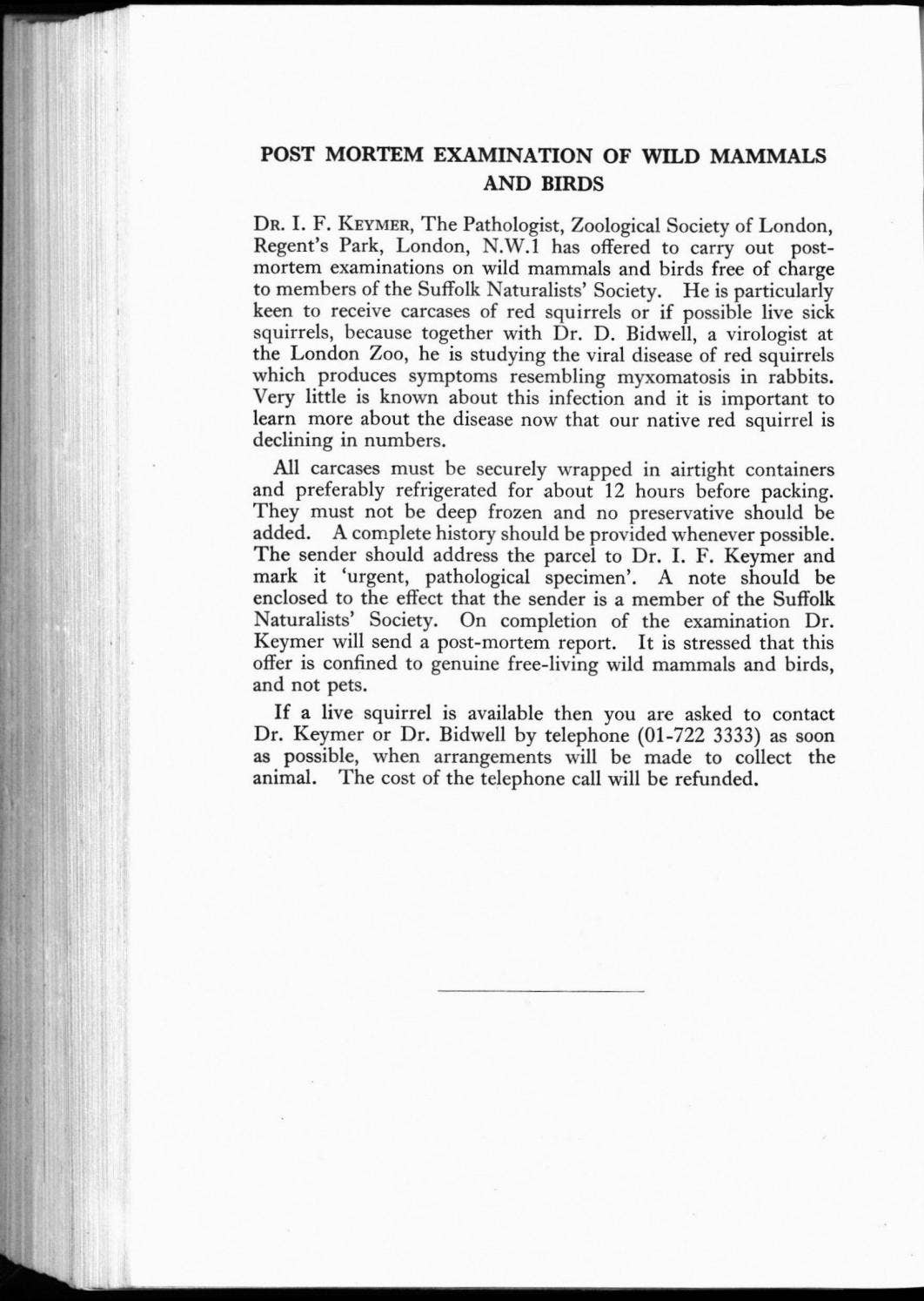 Post Mortem Examination of Wild Mammals and Birds by Suffolk ...