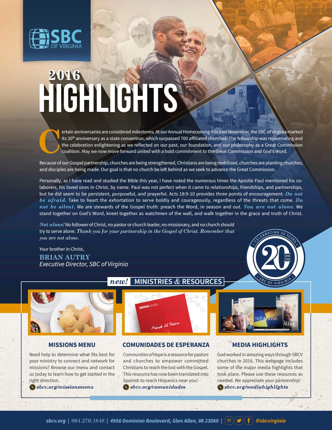 2016 Highlights Page by SBC of Virginia - Issuu