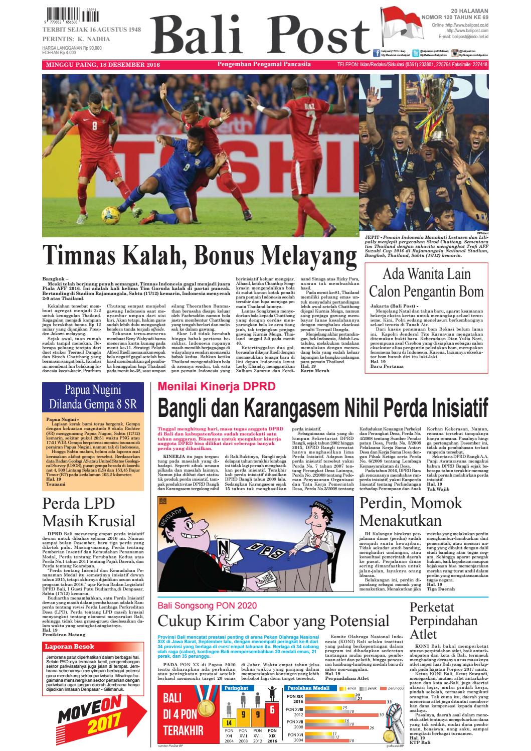 Edisi 18 Desember 2016 | Balipost.com by e-Paper KMB - Issuu