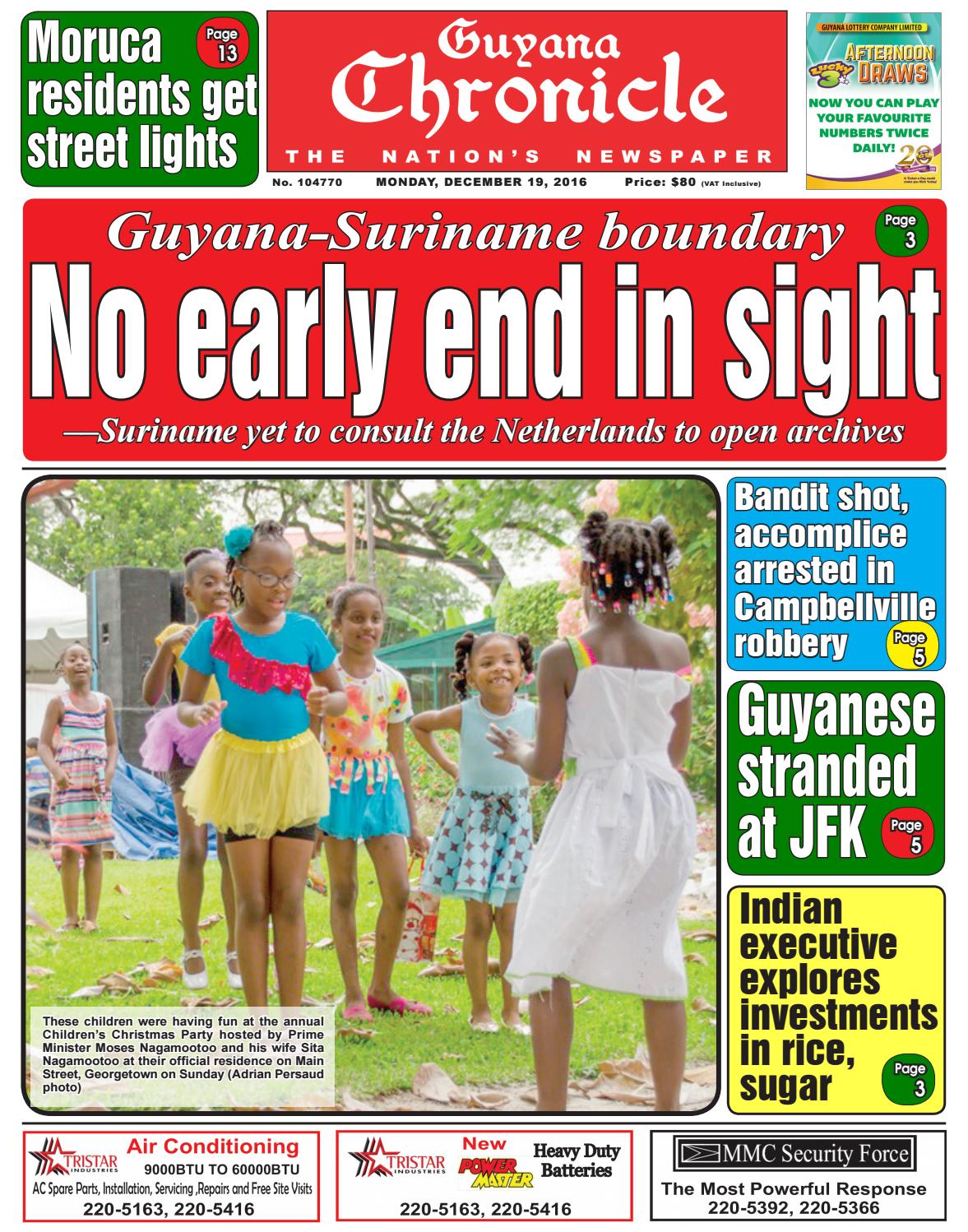 Guyana Chronicle E-Paper 12 19 2016 by Guyana Chronicle - Issuu