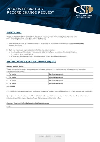 Signatory Change Form by John Evans - Issuu