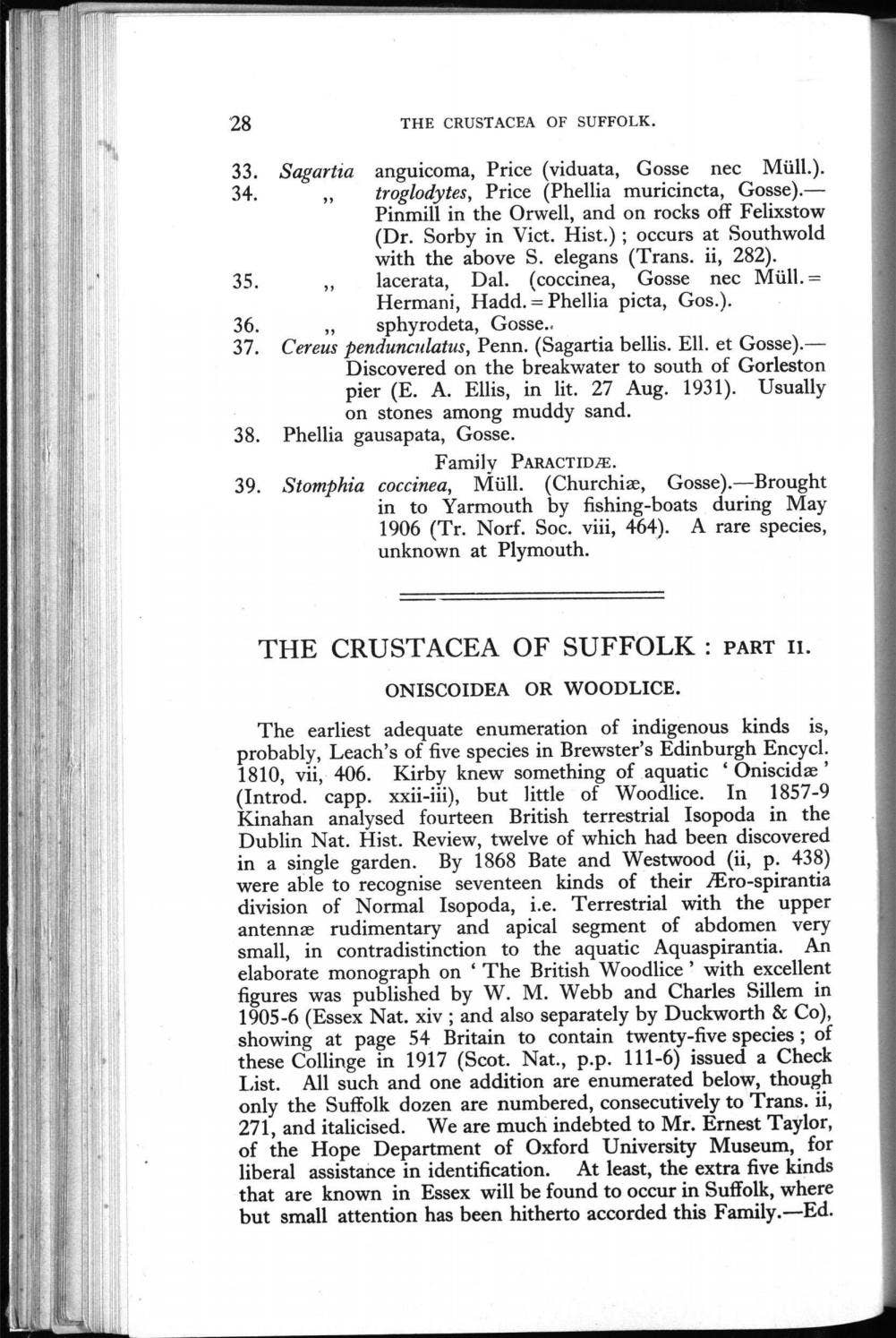 The Crustacea of Suffolk: Part ii. Oniscoidea or Woodlice by Suffolk ...