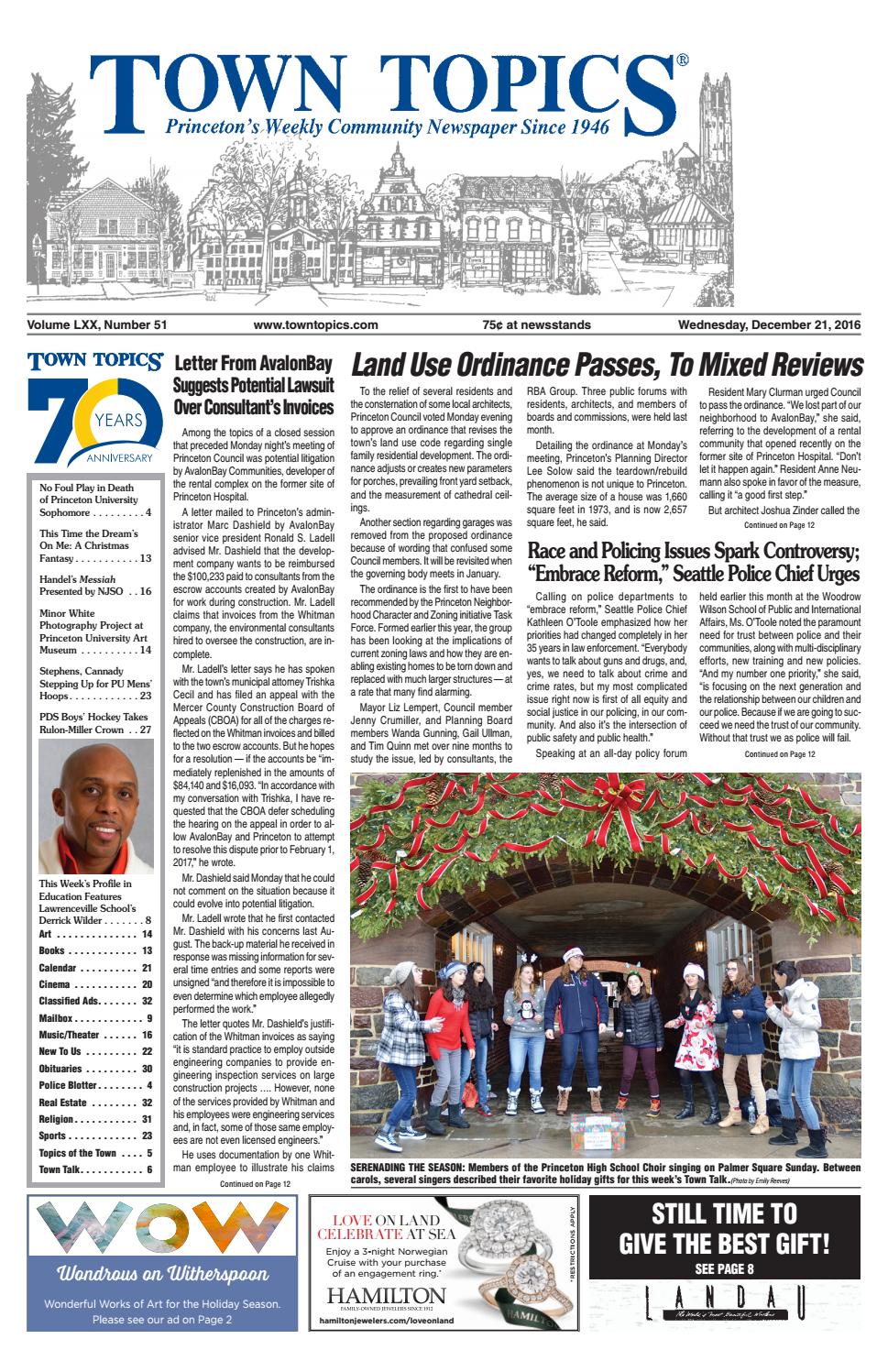 Town Topics Newspaper December 21, 2016 by Witherspoon Media Group - Issuu