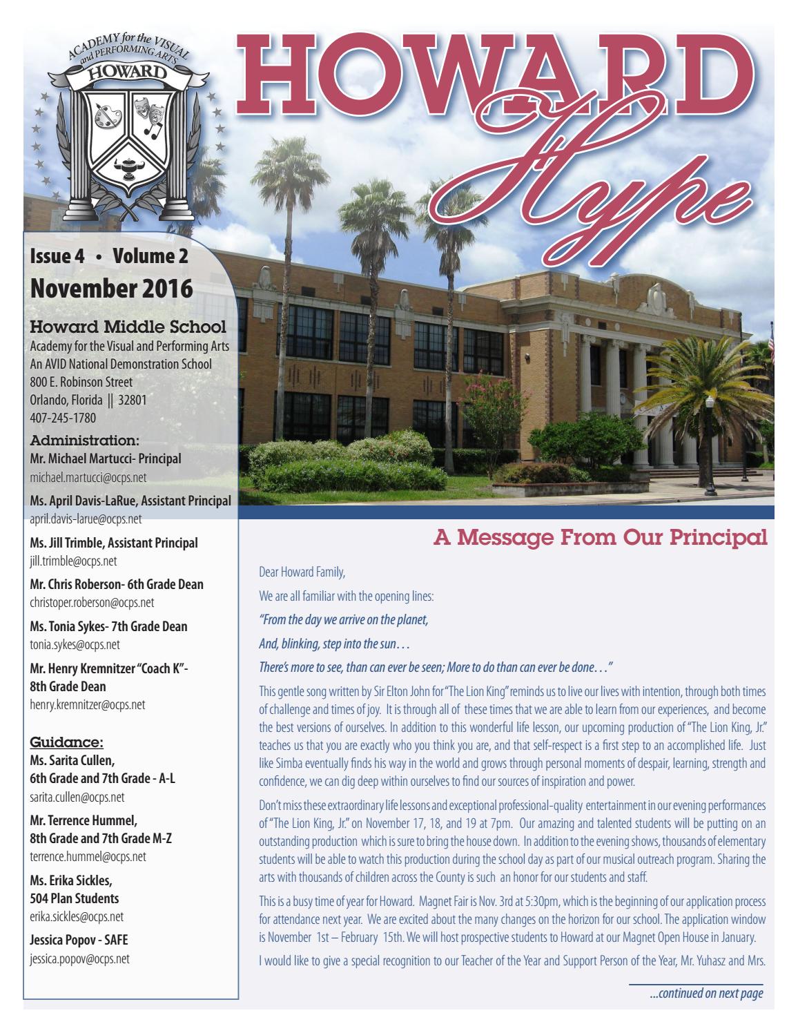 Howard Middle School Newsletter by Academy Publishing, Inc. - Issuu