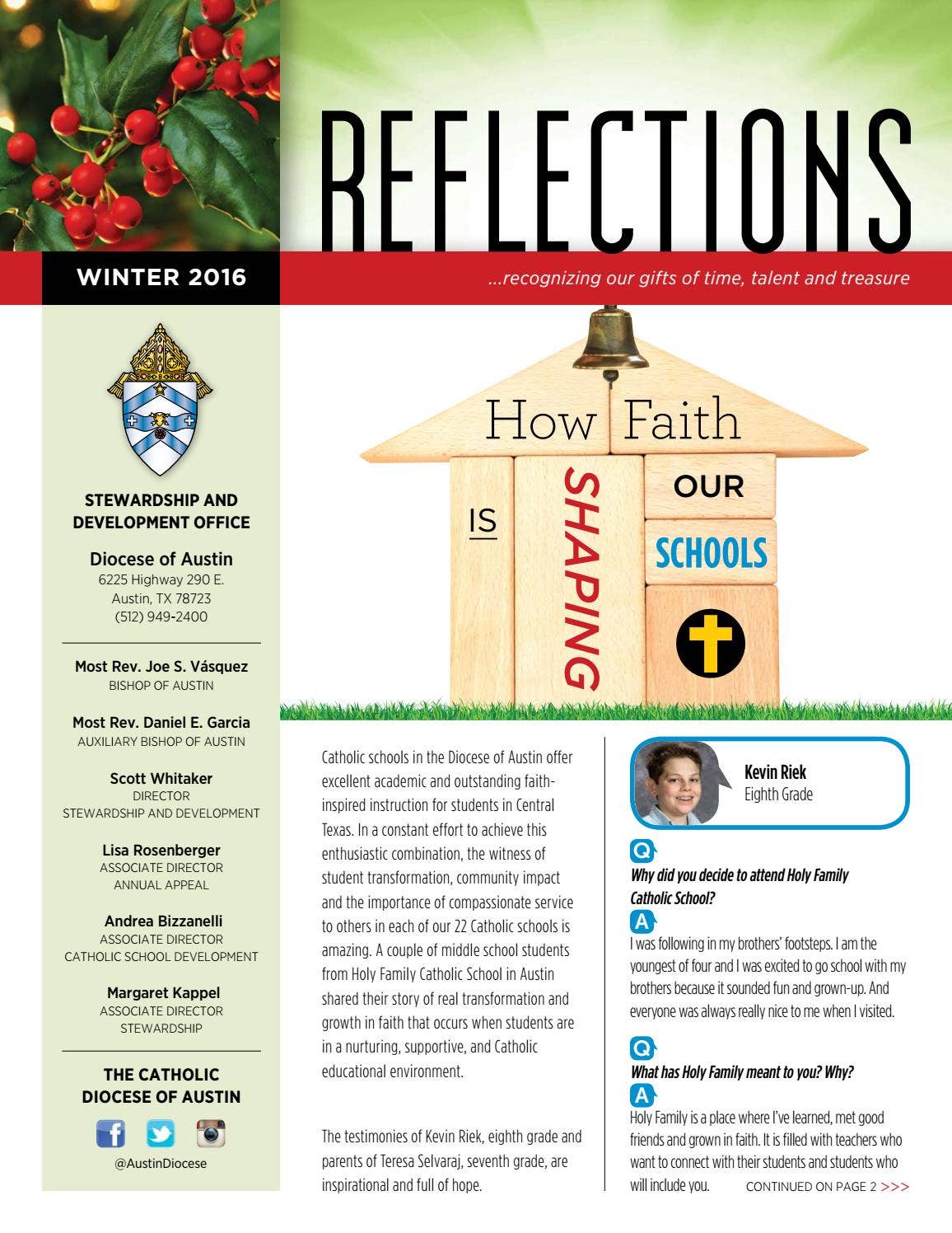 Reflections Winter 2016 by Diocese of Austin - Issuu