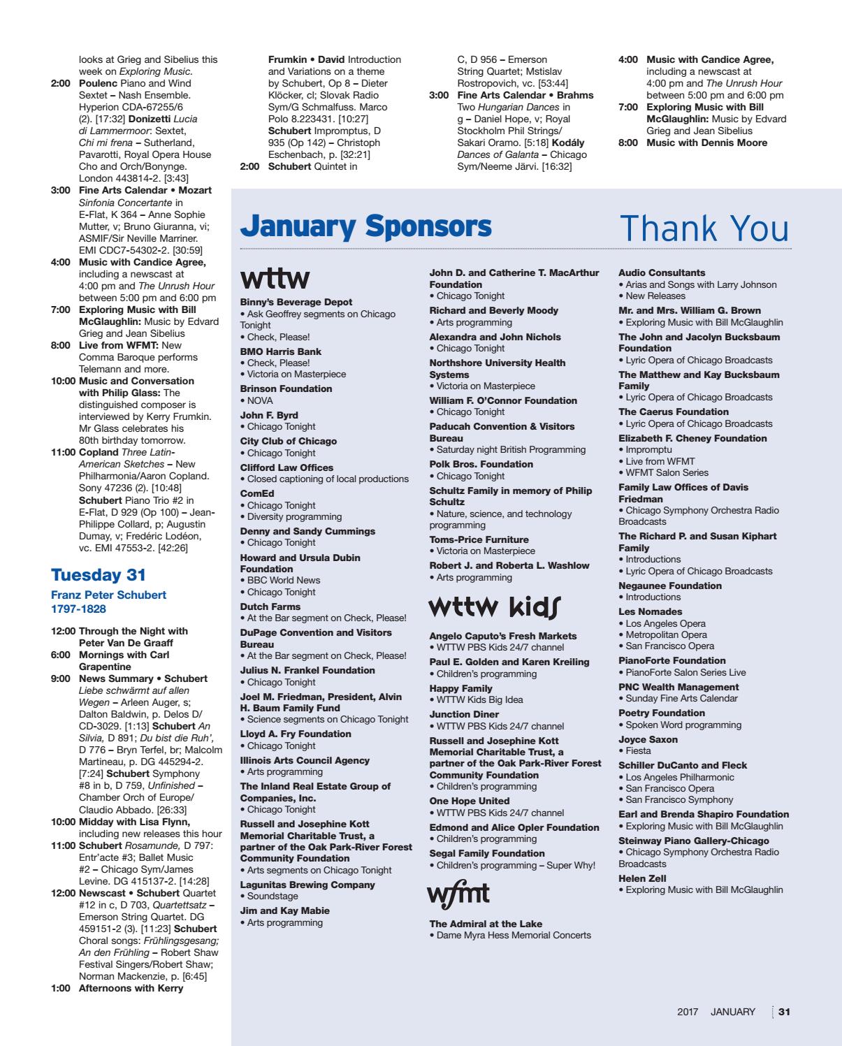 The Guide | January 2017 by WTTW | WFMT - Issuu