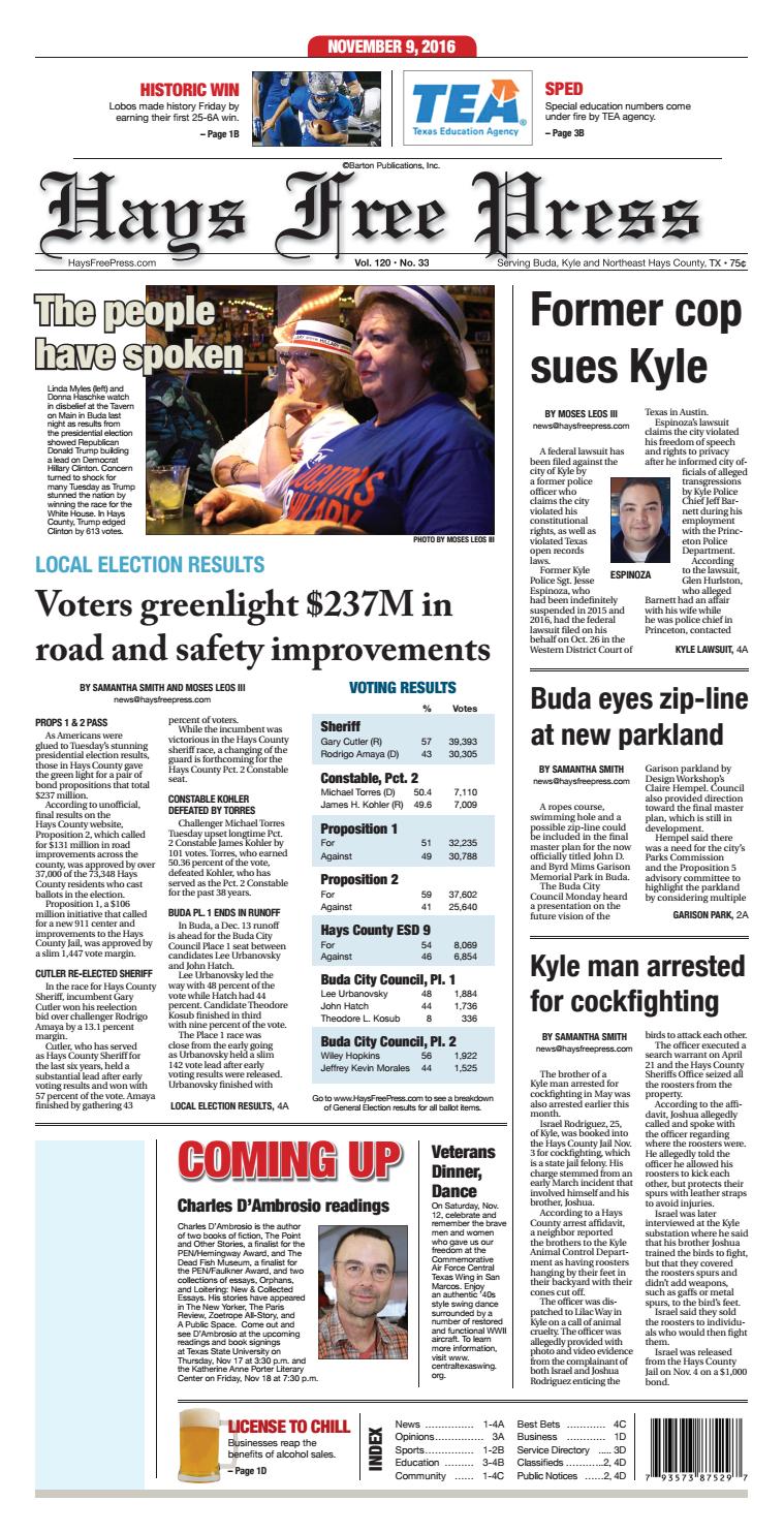Nov. 9, 2016 Hays Free Press by Hays Free Press/News-Dispatch - Issuu