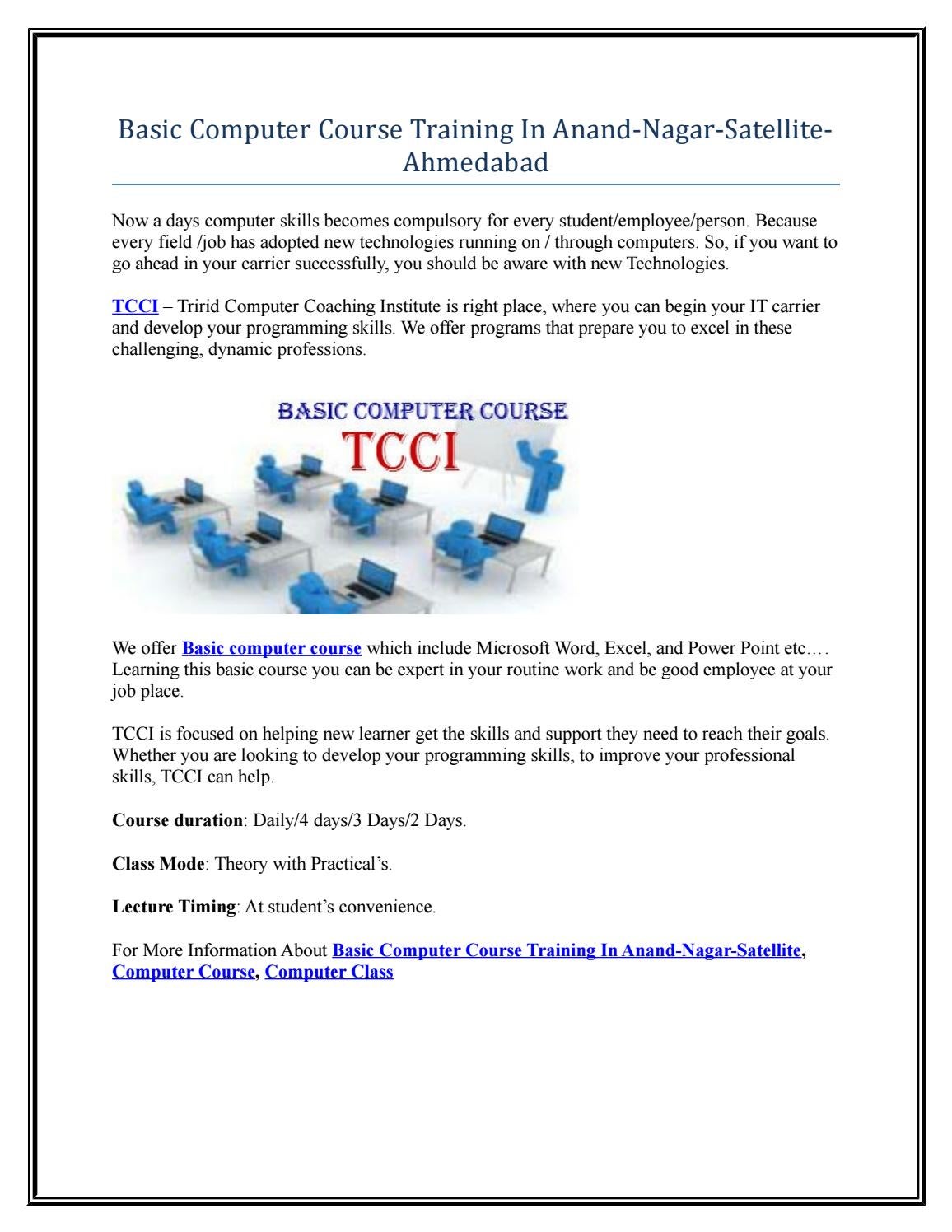 Basic computer course training in anand nagar satellite ahmedabad by ...