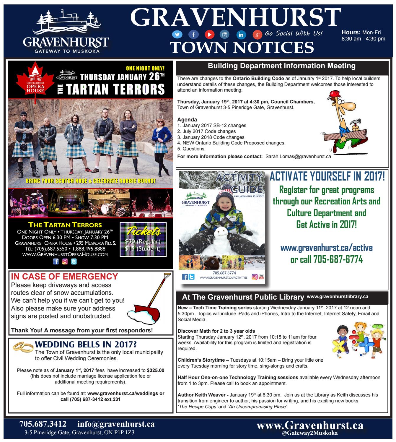 Town of Gravenhurst Notices - January 5, 2017 by Town of Gravenhurst ...