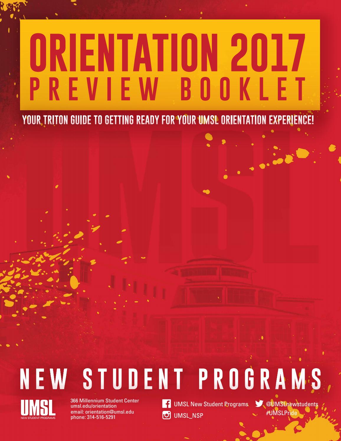 UMSL Orientation Preview Booklet 2017 New Student Programs by UMSL New ...