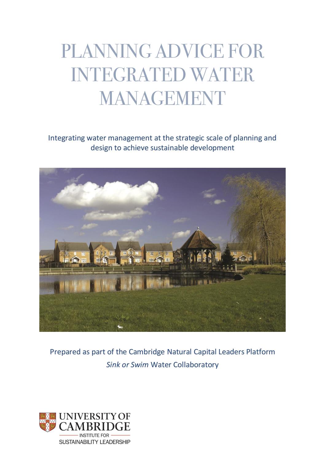 Planning Advice For Integrated Water Management By Westcountry Rivers