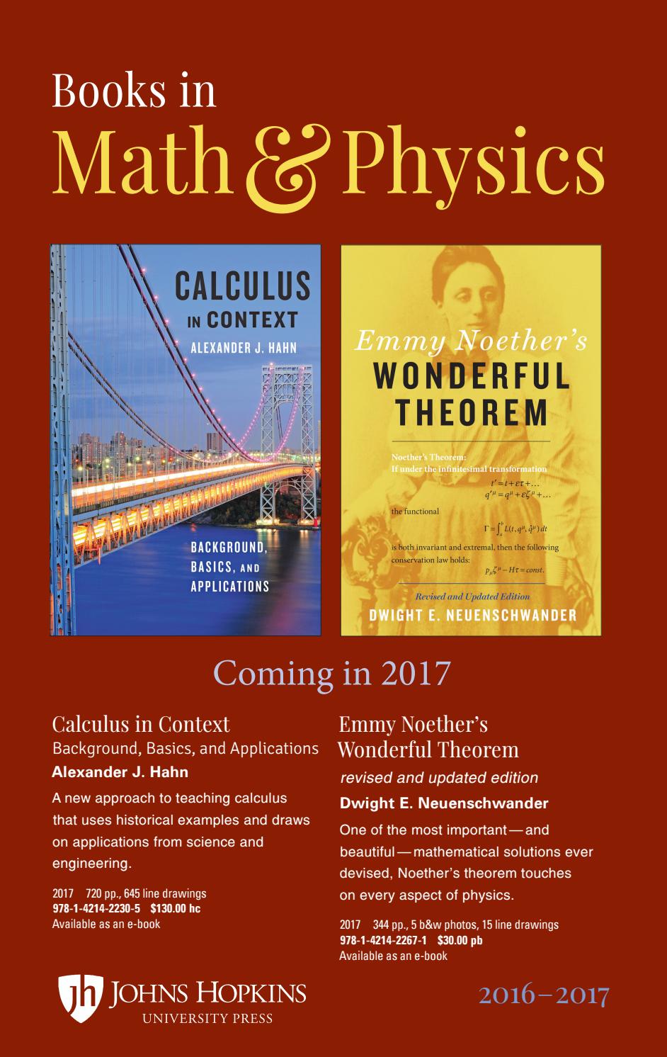 Johns Hopkins University Press Books in Math and Physics 2016-2017 by ...