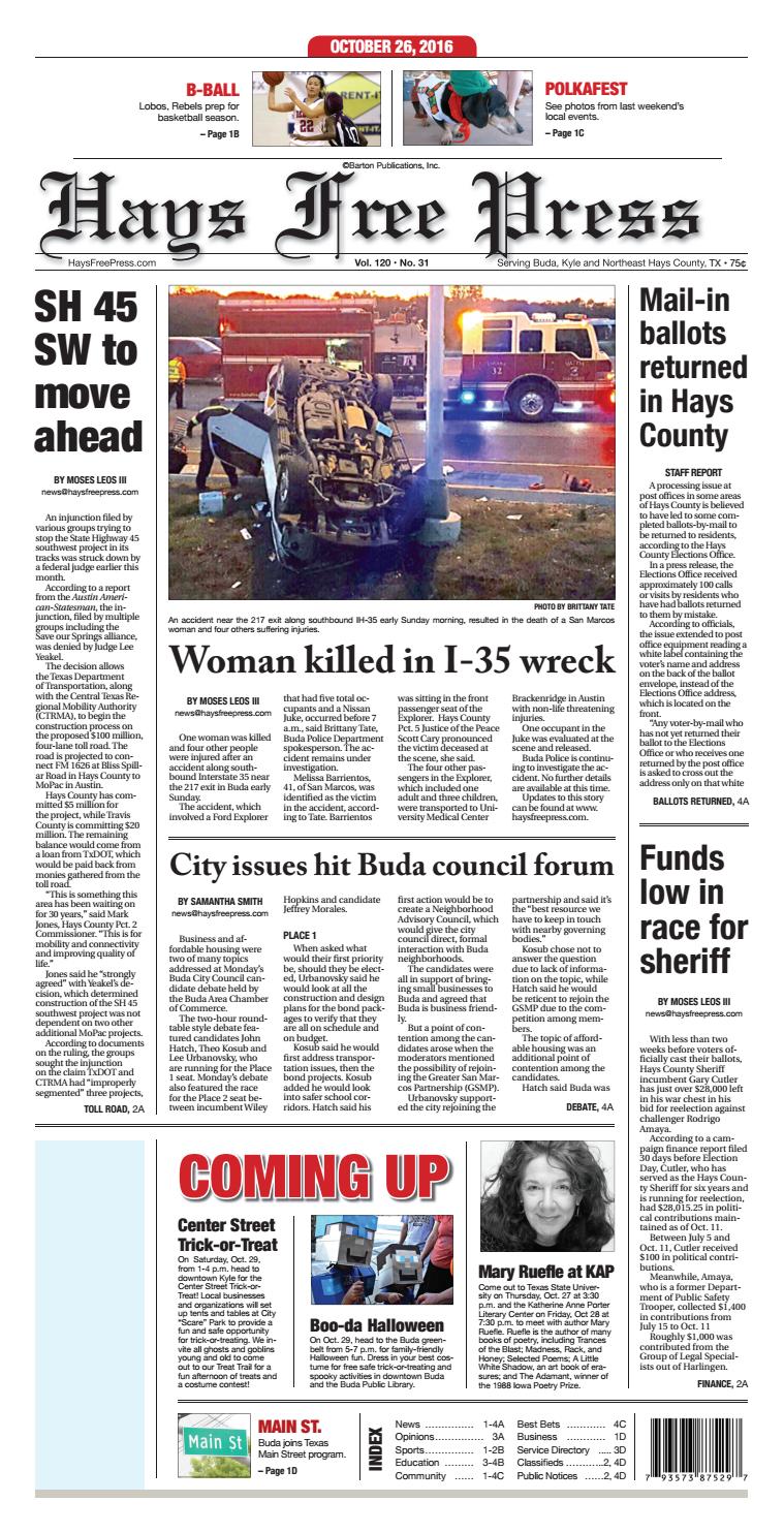 Oct. 26, 2016 Hays Free Press by Hays Free Press/News-Dispatch - Issuu