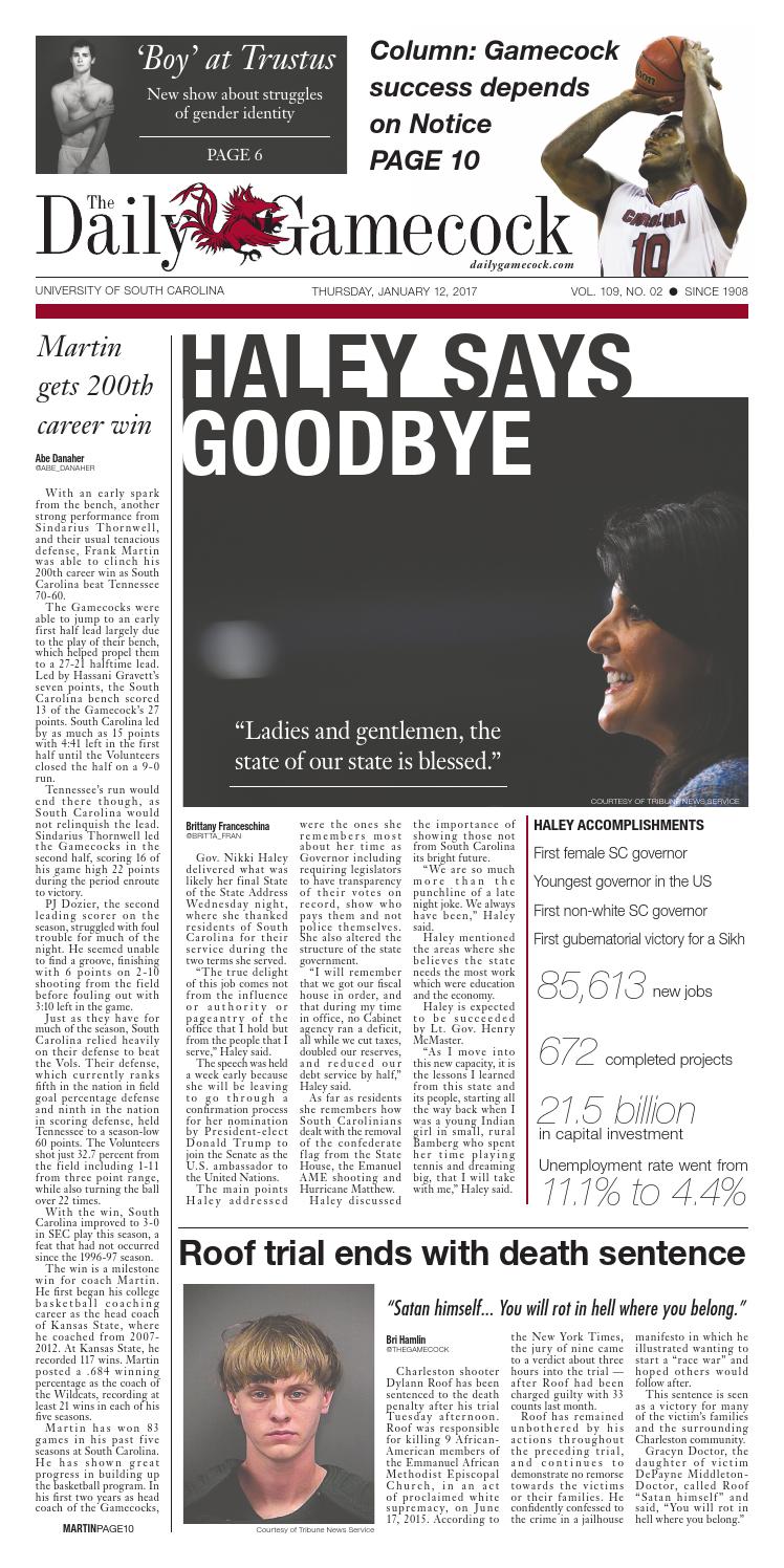 The Daily Gamecock 1/12/17 by Garnet Media Group - Issuu