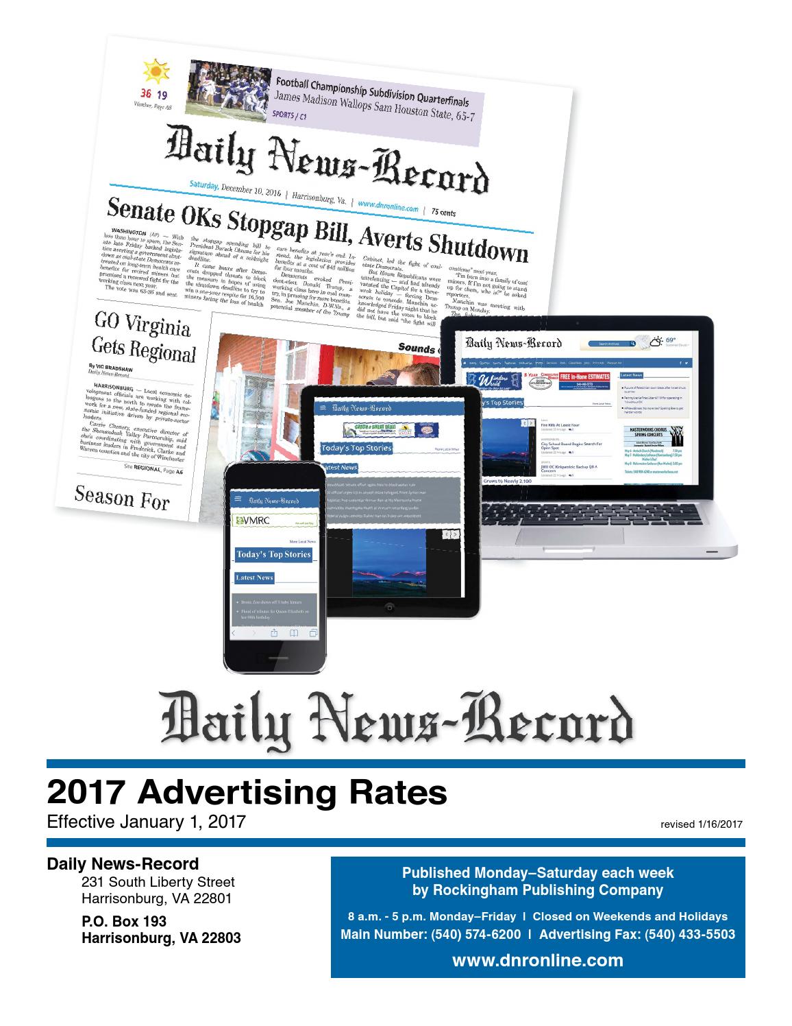 2017 DNR Ad Rates by Daily News-Record - Issuu