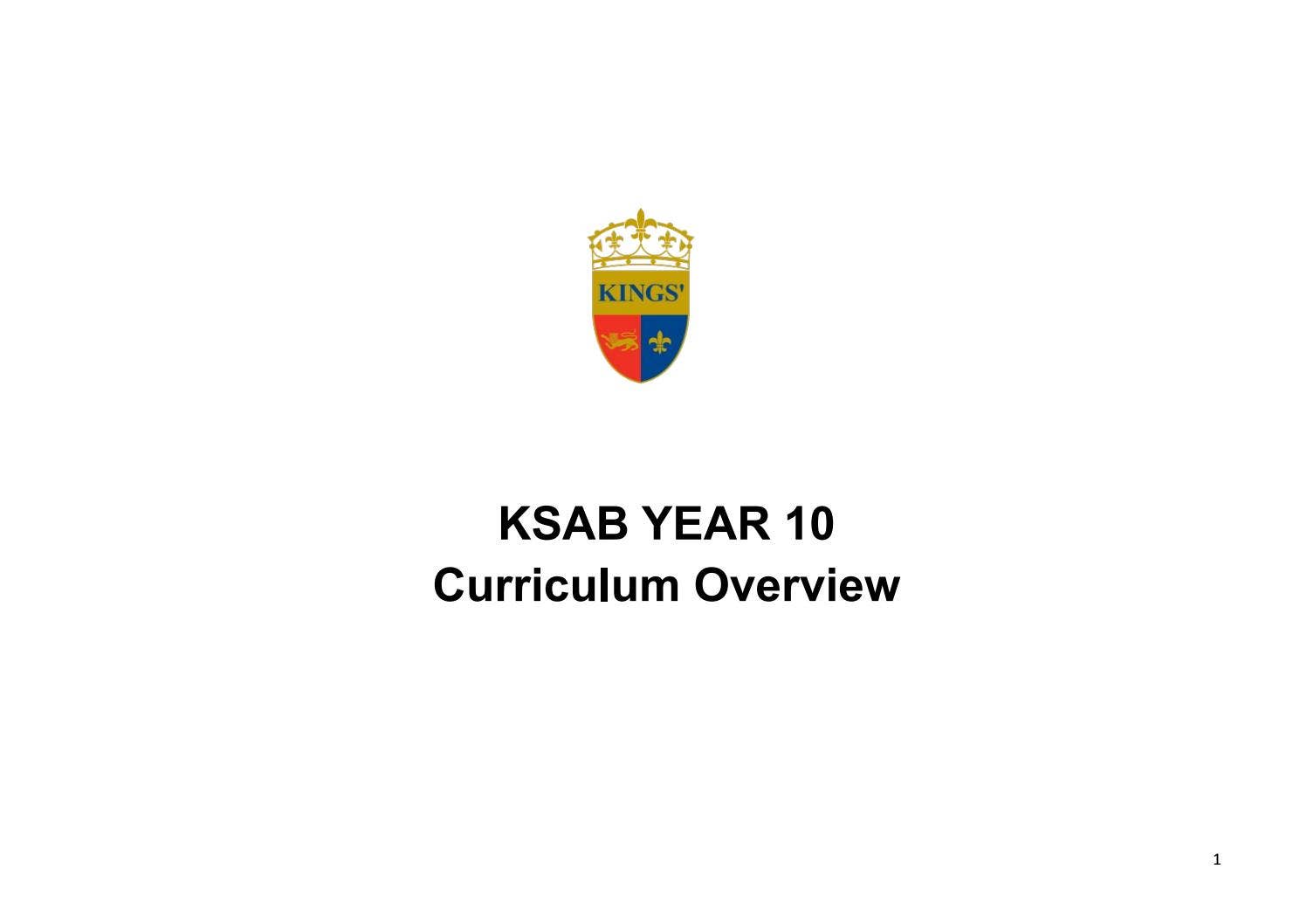 Year 10 curricululm overview 16 17 updated by Kings' Education - Issuu