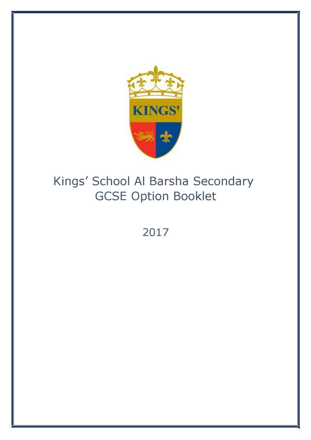Gcse option booklet 2017 by Kings' Education - Issuu